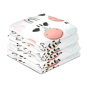 Kigai Cow Kitchen Towels, 18 x 28 Inch Super Soft and Absorbent Dish Cloths for Washing Dishes, 4 Pack Reusable Multi-Purpose Microfiber Hand Towels for Kitchen