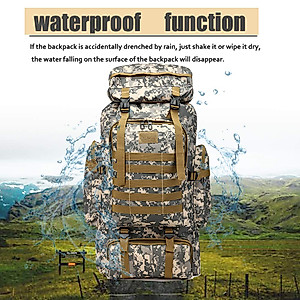 ÖSSZEFUT 70L 80L Tactical Backpack Waterproof For Men Hiking Camping Military Backpacking Backpack Tactical Rucksack Travel Hunting Survival Waterproof Large Backpack (City Brown)