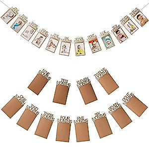 OOTSR 1st Birthday Photo Banner Growth Record 1-12 Month Photo Prop for First Birthday Party Bunting Decor