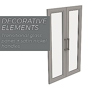 ClosetMaid Modular Storage Pair Set, 2 Glass Pane Doors, Wood Closet Organizer Shaker Style, Add On Accessory for Shelf Units, Taupe, Kit