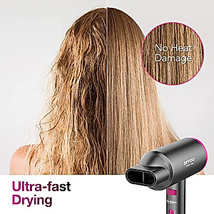 SIYOO Hair Dryer with Diffuser, 1600W Ionic Blow Dryer, Constant Temperature Hair Care Without Hair Damage, Lightweight Portable Travel Hairdryer