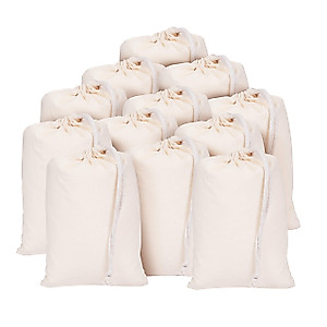 Glamburg 100% Organic Cotton Muslin Drawstring Bags 14x18 inch, Large Eco-friendly Grocery Bags for Shopping, Storage Bag, Canvas Muslin Bag, Durable and Reusable Cotton Muslin Produce Bags Pack of 6