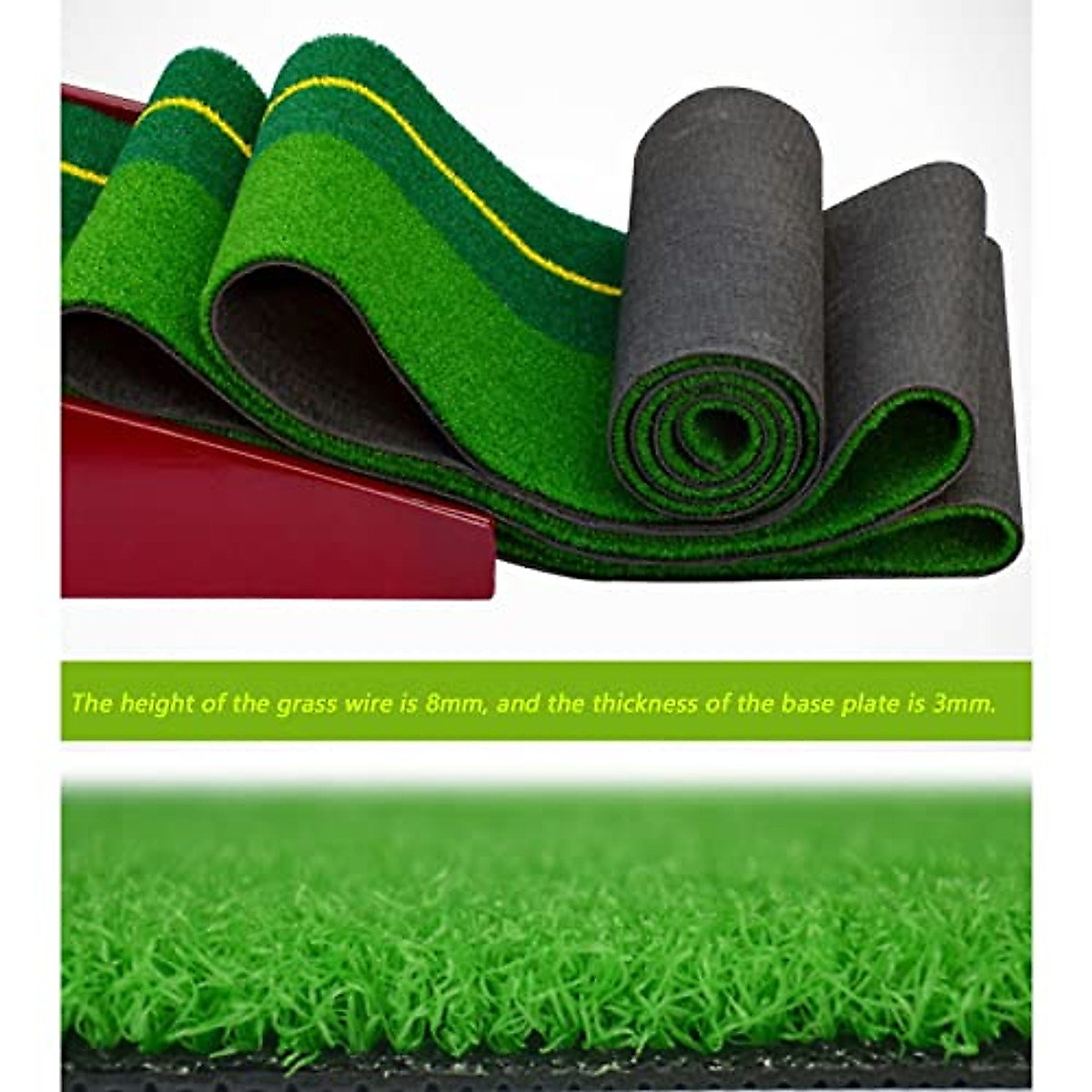 cghhome 3M Golf Putting Practice Machine, Indoor Simulated Turf Golf Training Blanket with 10 Golf Balls, Professional Golf Practice Equipment (Color : 1, Size : 32 * 310cm)