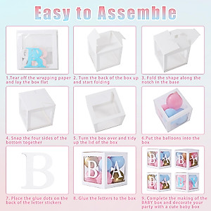 DoreenBow Baby Boxes Gender Reveal Balloon Decorations Kit Pink and Blue Balloons Arch Kit 4Pcs Baby Box with Letters(BABY) for Baby Shower Birthday Decor Gender Reveal Party Decor Supplies