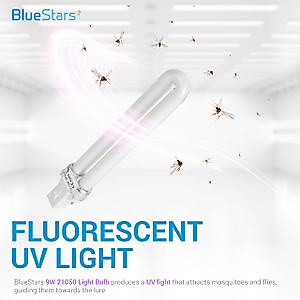BlueStars Premium Quality 9W 21050 U-Shape 2 Pin Base Replacement UV Light Bulbs for DynaTrap Indoor Trap Models DT3009, DT3019, and DT3039 - Pack of 6