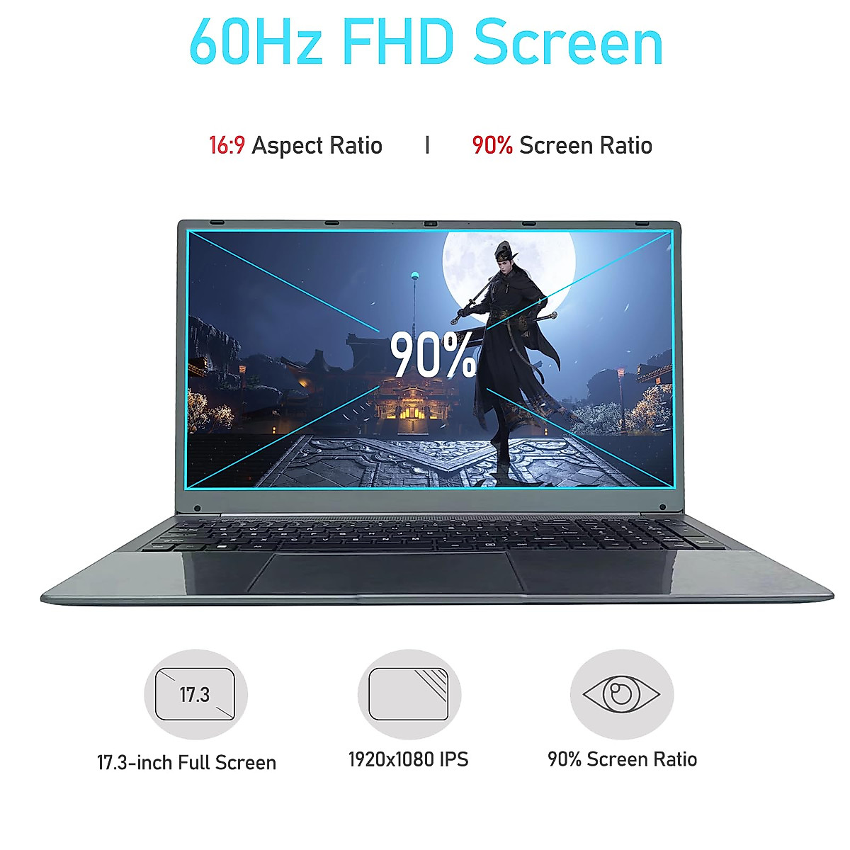 MTWZMM Laptop, 17.3 Inch Laptop, 8GB RAM 512 SSD, FHD 1920x1080 Display, Intel Celeron J4105(Up to 2.5GHz), Window 11, WiFi, Bluetooth 4.2, USB 3.0, Webcam, HDMI, for Students and Business
