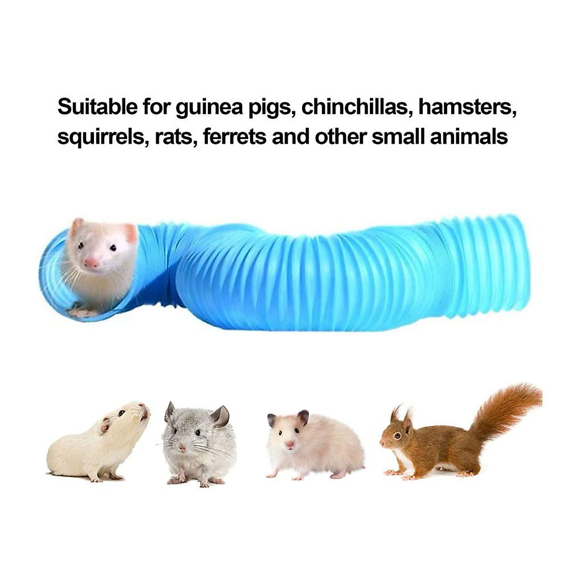 Collapsible Pet Tunnel, 2 PCS Hamster Fun Plastic Tunnels, Foldable Hideaway Exercising Training Tube Toys for Dwarf Hamster, Guinea Pig, Gerbil, Mouse, Rat and Ferrets