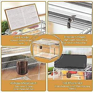 EDUROMI Recipe Box, Acrylic Recipe Card Holder Box with Cards and Dividers, Phone and Card Slot, Card Holder, 10 Dividers, 4x6 Inch Recipe Cards, Gift for Grandma Mom Women Wedding Bridal Shower