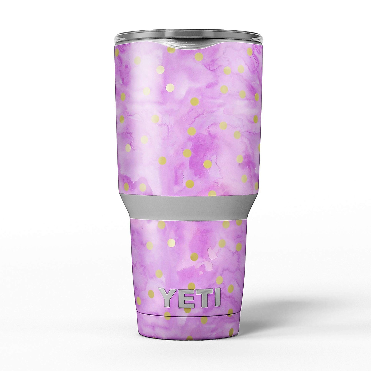 Design Skinz Gold Polka Dots Over Grungy Pink Surface - Skin Decal Vinyl Wrap Kit Compatible with The Yeti Rambler Cooler Tumbler Cups