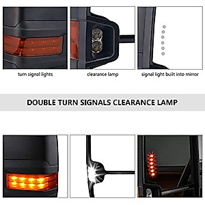 Perfit Zone 2007-2014 Silverado Sierra Towing Door Side Mirrors Power Heated LED Signal Lamps Passenger Right Side Driver Left Side Tow Mirror Pair Set