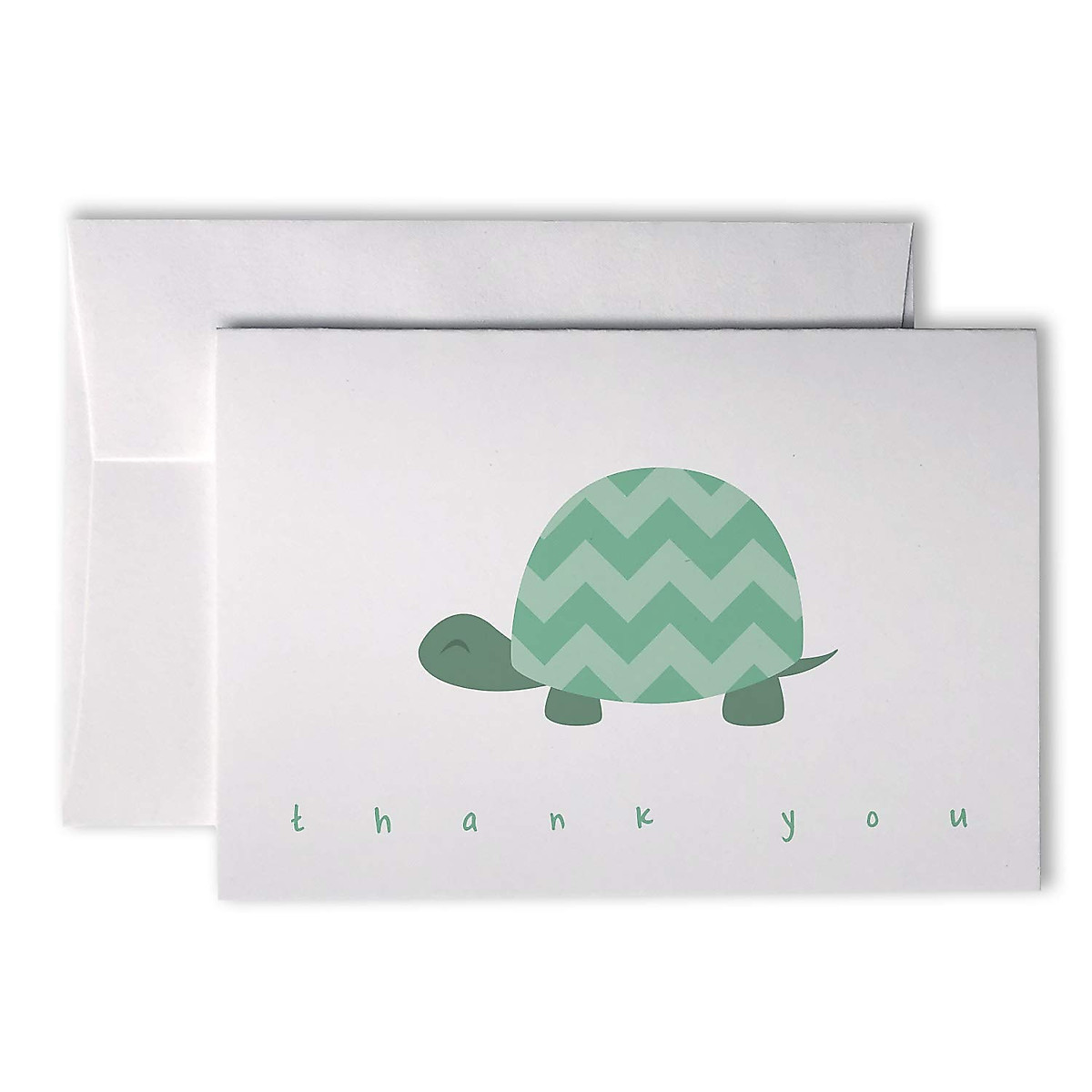 Hill Valley Greetings Chevron Baby Thank You Note Cards - 48 Cards & Envelopes (Green Turtle)