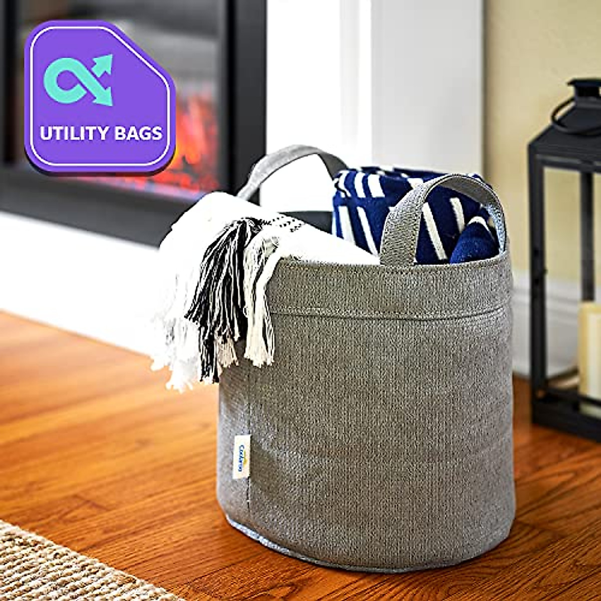 Coolaroo 2-Pack Medium & Large-Utility Grocery and Storage Bin Bags, Steel Grey