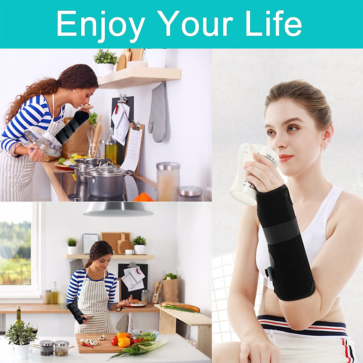 TANDCF Unisex Forearm and Wrist Support Splint Brace Double Fixation Wrist Brace for Carpal Tunnel,Adjustable Night Time Forearm Immobilizer Brace Splints,9.8 inch (25cm) length(LH/S)