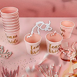 12 Pack Team Bride and Bride to Be Shot Glass Necklace with 2 Pcs Bride Metallic Tattoos, Plastic Team Bride Gifts Gold Foil Shot Glasses Necklace with Beads Chain for Bachelorette Party Supplies