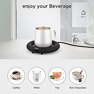 Coffee Mug Warmer, 2022 EasyAcc Coffee Warmer for Desk [with Silicon Cup Lid] Smart Mug Warmer Auto Shut Off, 3 Temp Setting to 167℉, Touch Switch, LED Display Cup Warmer for Office Home -Coffee Gift