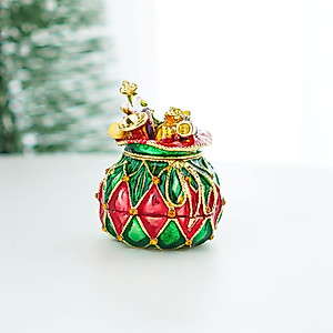 YU FENG Jeweled Christmas Trinket Boxes Hinged Xmas Decoration Ball Ornament Enamel Jewelry Ring Box