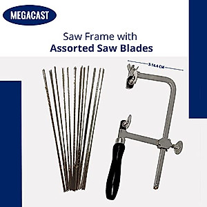 Megacast GERMAN STYLE JEWELERS SAW FRAME with 144 ASSORTED JEWELERS SAW BLADES