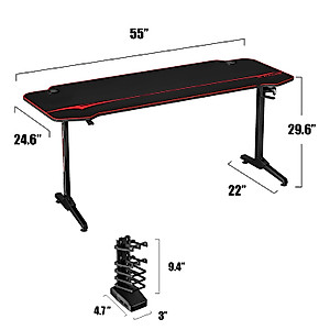 JUMMICO L Shaped Gaming Desk, 51 Inch Pc Corner Table, Computer Corner Desk with Monitor Stand for Home Office Sturdy Writing Workstation (Large, Red)