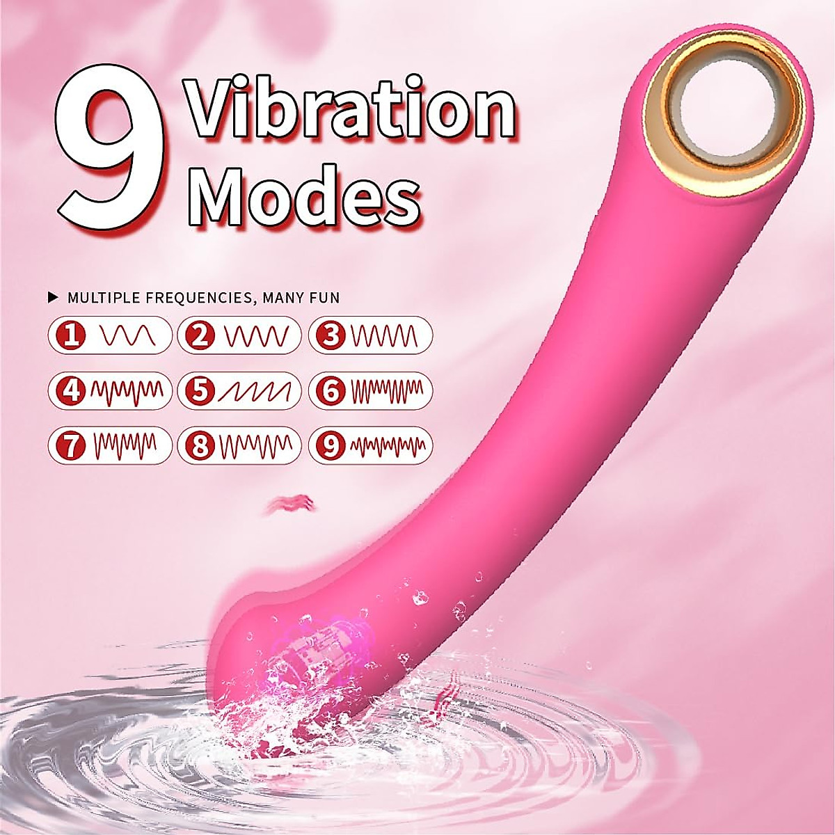 Clitoral G Spot Vibrator Sex Toy for Women,Personal Wand Massager with 9 Vibrating Modes,Waterproof Bullet Finger Anal Training Vibrators for Couple,Soft Silicone Dildo Adult Sex Toys&Game (Pink)