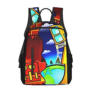 Geometry Dash Travel Backpack Multipurpose For Kids Teens Unisex Casual Daypacks Laptop Bookbag Outdoor Black