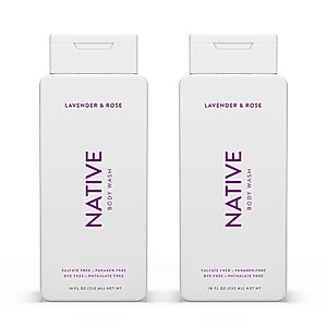 Native Body Wash Natural Body Wash for Women, Men | Sulfate Free, Paraben Free, Dye Free, with Naturally Derived Clean Ingredients Leaving Skin Soft and Hydrating, Lavender & Rose 18 oz - 2 Pk