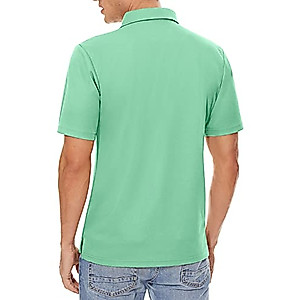 TACVASEN Men's Summer Polo Shirts Casual Lightweight Short Sleeve Collared T-Shirt Mint Green M