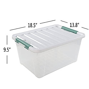 Ortodayes 6-pack 36 Quarts Storage Boxes, Plastic Clear Latching Box Bins with Lids