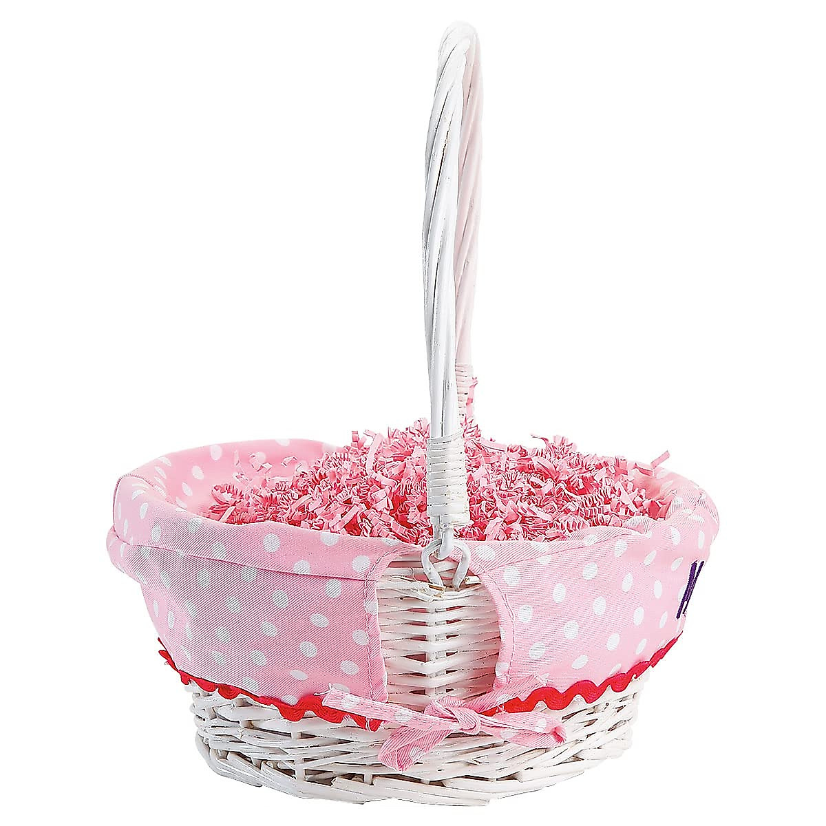 Lillian Vernon Kids Personalized Wicker Easter Basket - Removable Pink Liner With Embroidered Name, For Young Girls & Boys, Baby’s First Egg Hunt, Cute Custom Spring Gifts, 11” x 14”