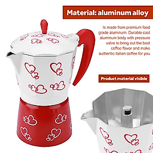 SHANGSKY Espresso Maker Italian Coffee Maker 10oz, Stovetop Coffee Maker Cafetera Italiana Aluminum Mocha Pot with Wooden Handle, Stove Top Espresso Machine (Heart)