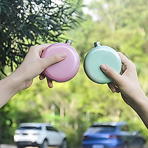 Cute Liquor Flask for Women, Junya 304 Stainless Steel,Pretty Glitter Coating Whiskey Flasks,Shining Rhinestone Cap,Portable Wine Flask for Drink Bar BBQS and Traveling,Capacity 5 oz (Pink)