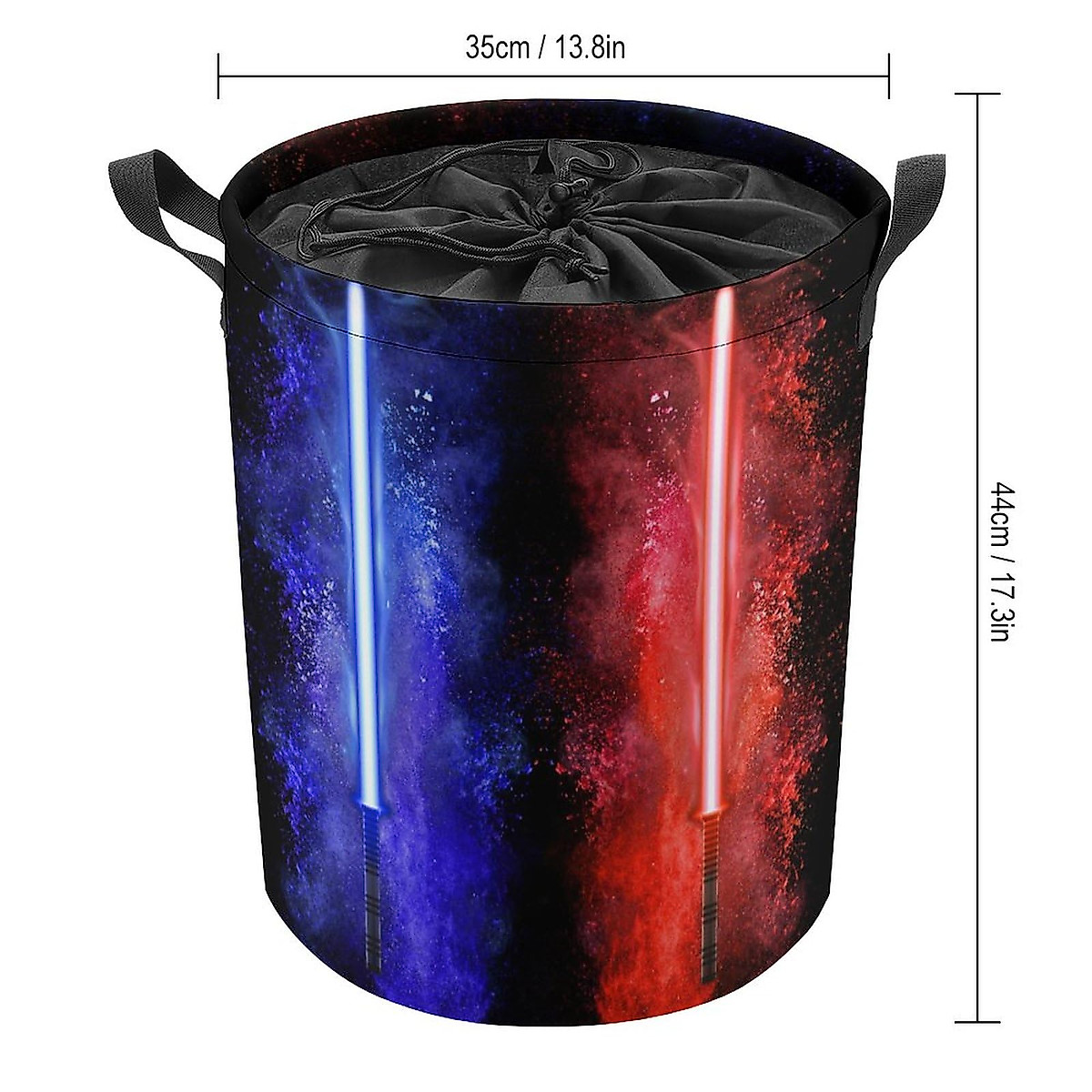 Abstract Blue Lightsaber Foldable Laundry Basket Cool Boys Red Burning Lightsaber Paint Style for Bedroom Laundry Room Closet Bathroom One Size