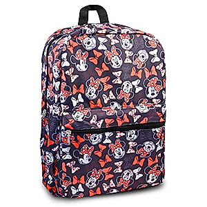 Walt Disney Studio Minnie Mouse School Backpack For Girls 3 Pc Bundle With 16 inch Minnie Mouse Print All-Over School Travel Bag, Minnie Stickers, And More Minnie Mouse School Supplies