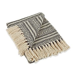 DII Rustic Farmhouse Cotton Adobe Stripe Blanket Throw with Fringe for Chair, Couch, Picnic, Camping, Beach, & Everyday Use, 50 x 60