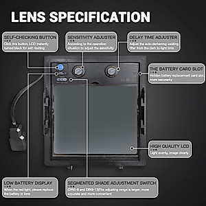 AUTOGEN Welding Helmet, Large Viewing Screen 4.05"X3.54" Auto Darkening Welding Helmet True Color Solar Power 4 Arc Sensor Wide Shade 4~5/8-9/13 for TIG MIG Arc Weld Grinding Welder Mask(Colorful)