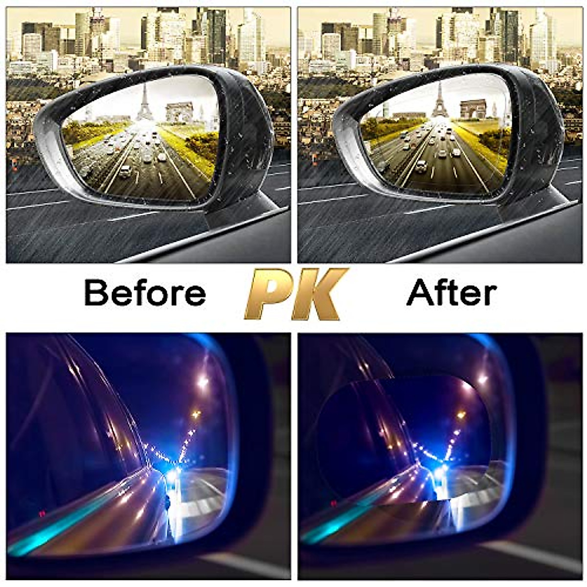 4 Pieces Car Rearview Mirror Film Rainproof Waterproof Mirror Film Anti Fog Clear Nano Coating Car Film for Car Rear View Mirrors Side Windows