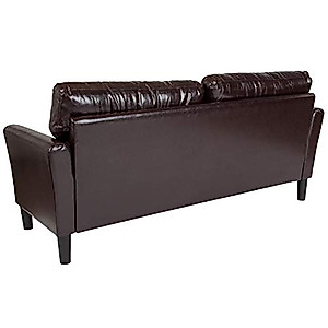 Flash Furniture Bari Upholstered Sofa in Brown LeatherSoft