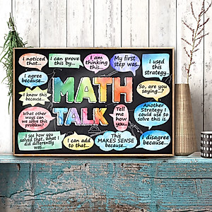 Minitowz Math talk Poster Collection Classroom Decor Teacher Wall Decoration, Decorations No Frame Full Size Print Gift for Back To School High posters 24x36 inch