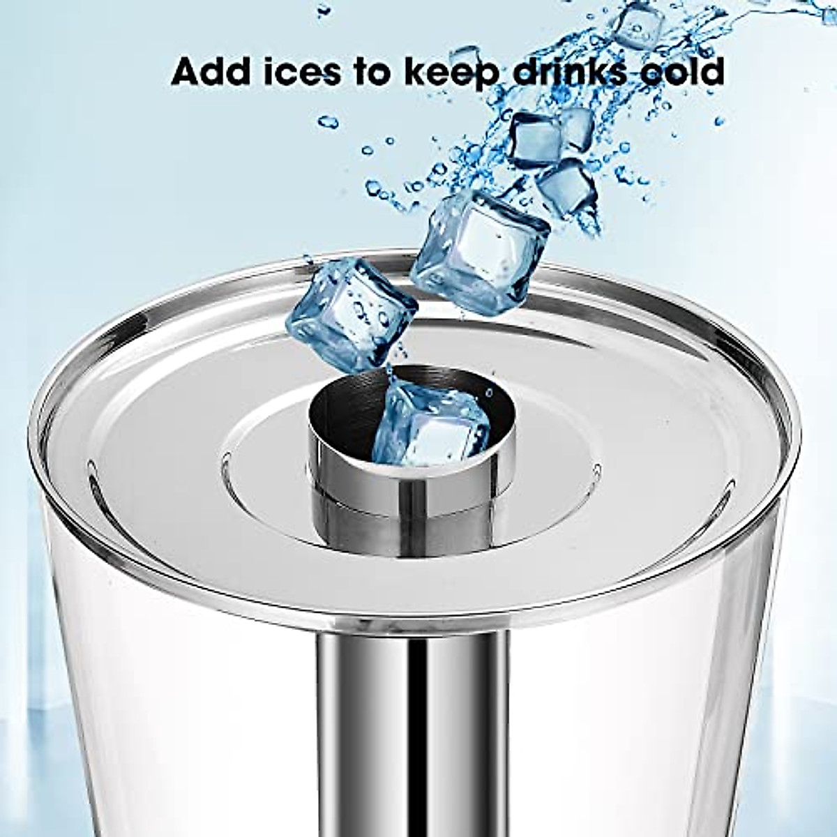 VorChef Drink Dispensers for Parties, Stainless Steel Beverage Dispenser Tea Dispenser water dispenser 2.11-GALLONS 8 Liters with Ice Container, Pure-Steel Spigot