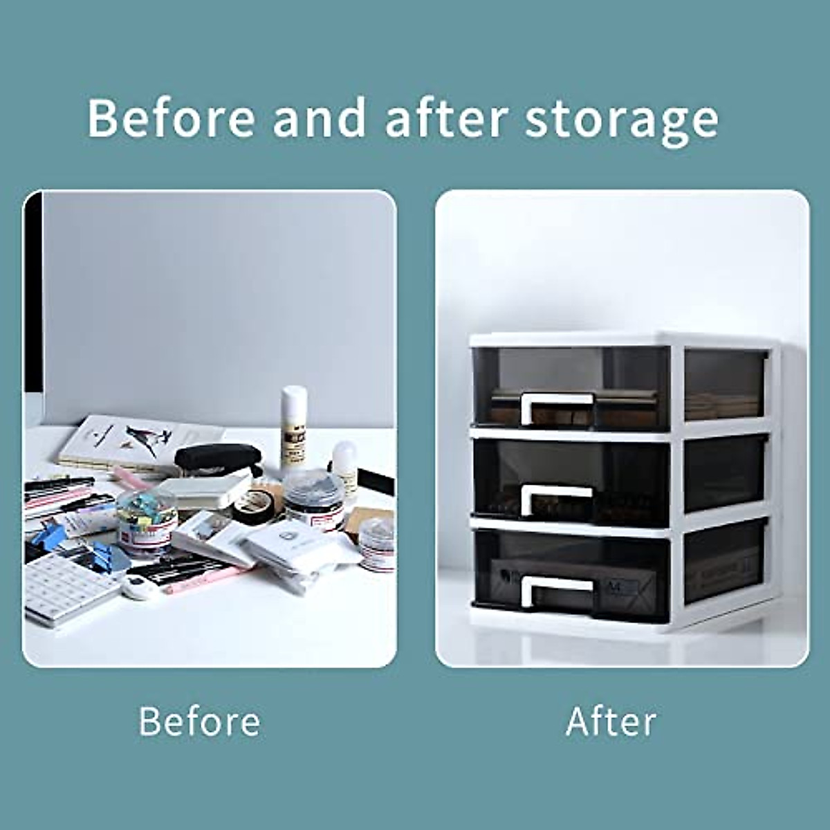 4 Drawer Plastic Storage - Plastic Storage Bins with Drawers, Desktop Storage Drawers Clear Drawers Storage Box for Home (25.2 * 21.1 * 15.2CM)