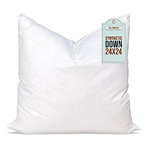 Pillowflex Synthetic Down Pillow Insert - 24x24 Down Alternative Pillow, Large Euro Pillow Square Ultra Soft Throw Pillow, Euro Bed Sham - 1 Decorative Form