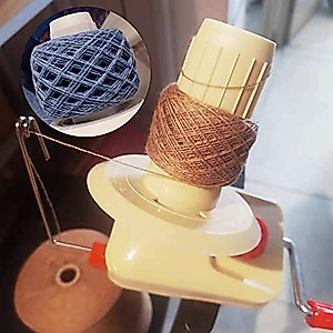 LAMXD Needlecraft Yarn Ball Winder Hand Operated,Red,Portable Package,Easy to Set Up and Use,Sturdy with Metal Handle and Tabletop Clamp,Including Yarn Needles Set…