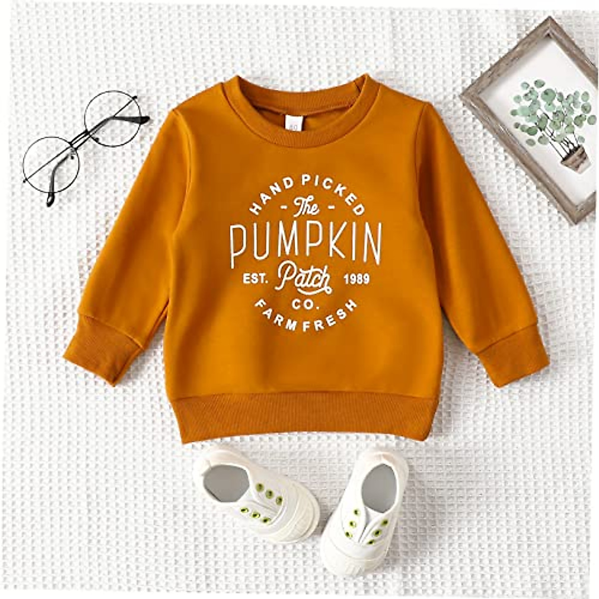 BOEBNOZCV Toddler Boy Girl Halloween Pumpkin Patch Sweatshirt Outfit Long Sleeve Oversized Sweater Shirts Fall Blouse Clothes (Brown Pumpkin Sweatshirt,7-8 Years)