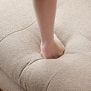 JACH Modular Sectional Couch, Double Layer Deep 3-Seat Couches, 109'' Minimalist Teddy Velvet Sectional Sofas, Convertible Sleeper Soft Sofa for Living Room Apartment (Light Brown)