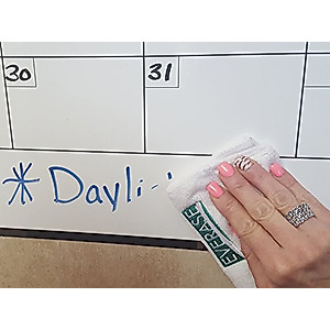 Everase Re-Stic Dry Erase Self-Adhesive Peel & Stick Surface Monthly Calendar | Wall Planner (24 x 36 in.) FREE Marker & Cloth | Organizer, Walls, Doors, Offices | Premium Quality Removable Surface