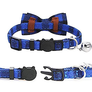 SLSON 4 Pack Cat Collars Breakaway with Bell Cat Collars with Cute Bowtie for Pet Kitten Cats and Small Dogs Pets Adjustable from 8-11In (Plaid)