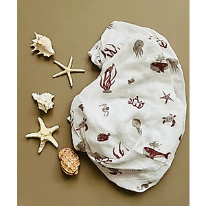 Leyl&Ari Muslin Swaddle Blanket | Receiving Blanket for Boys Girls (Under The Sea Friends)