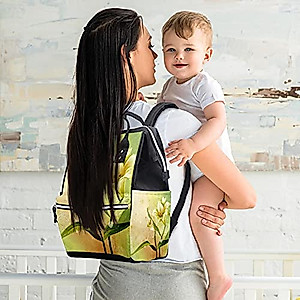 Lily Flowers Diaper Bag Backpack, Large Capacity Muti-Function Travel Backpack