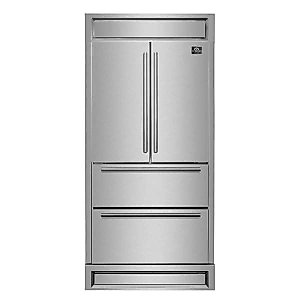 Forno Moena Energy Star Refrigerator and Freezer 19.2 Cu.Ft French Door Stainless Steel Freestanding Fridge with Ice Maker (Moena 40-Inch with Modern Grill)