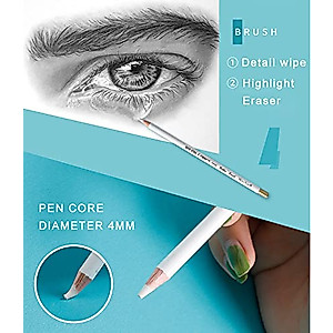 Eraser Pencils Set for Artists, Wooden Sketch Eraser Pen for Charcoal Drawings, Professional Highlight Painting Eraser for Sketching, Revise Erasing Details for Students Limner