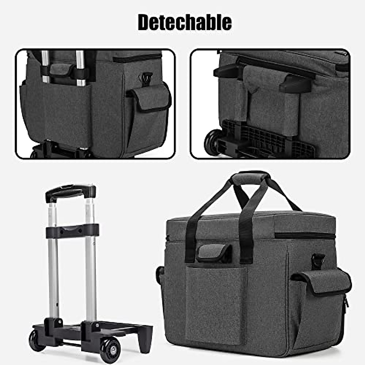 Teamoy Sewing Machine Case with Adjustable Wheels, Rolling Sewing Machine Tote with Wheels and Bottom Wooden Pad, Compatible with Singer, Brother and Most Majority Machines and Accessories, Black